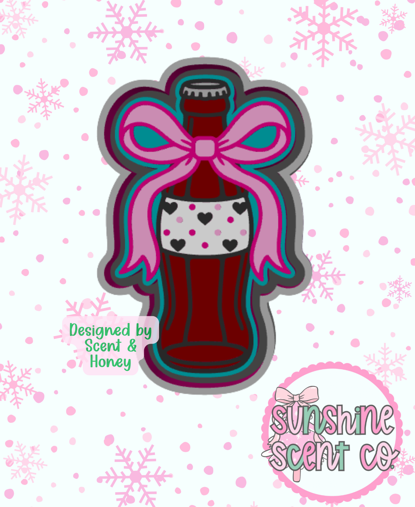 Hearts Soda Bottle With Bow Freshie Mold – Sunshine Scent Company
